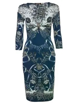 Roberto Cavalli Printed Bodycon Dress - Blue