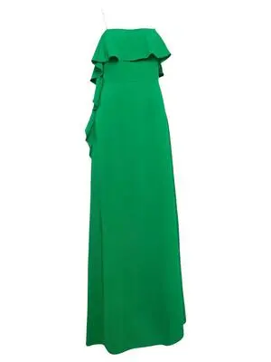 Monique Lhuillier Ruffle Detail Maxi Dress - Green