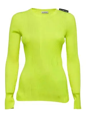 Balenciaga Ribbed Long-sleeved Sweater - Green