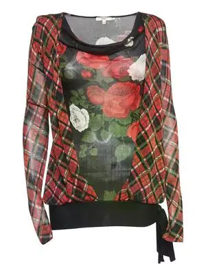 Kenzo Plaid Rose-print Top - Black