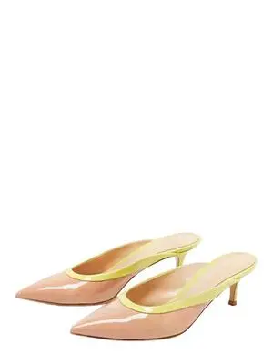 GIANVITO ROSSI Pointed-toe Kitten Heel Mules - Neutrals