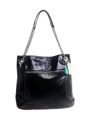 COACH Vintage Leather Tote Bag With Chain-link Strap - Black