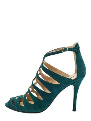 Ralph Lauren 110mm Leather Heeled Sandals - Green