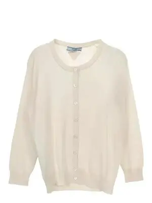 Prada Triangle-logo Cardigan - Neutrals