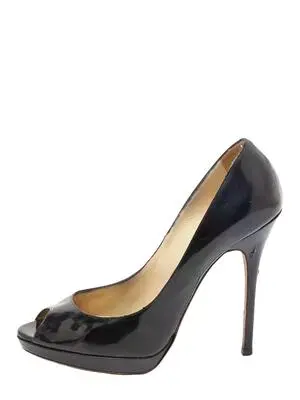JIMMY CHOO Patent Leather Peep-toe Pumps - Black