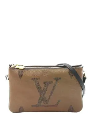 LOUIS VUITTON Monogram Giant Reverse Double Zip Pochette - Brown