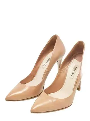 Miu Miu Leather Point Toe Pumps - Neutrals