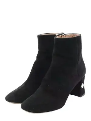 Miu Miu 60mm Rhinestone-embellished Suede Boots - Black