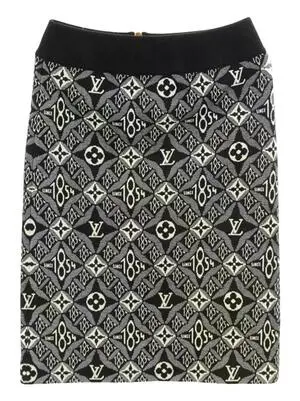 LOUIS VUITTON 2010s Monogram Jacquard Mini Skirt - Black