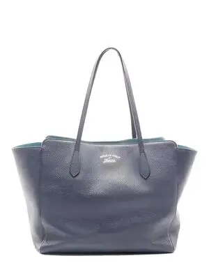 Gucci 2000s Swing Leather Tote Bag - Blue