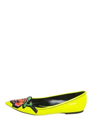 LOUIS VUITTON Floral-appliqué Ballet Flats - Yellow
