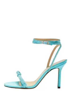 Mach & Mach 90mm Crystal Bow Sandals - Blue