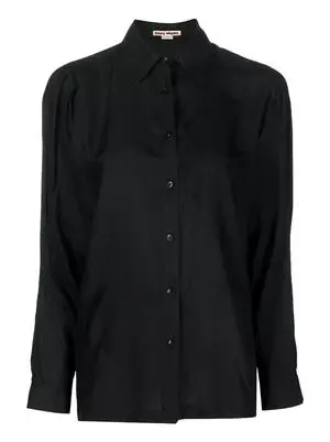 Issey Miyake 1970s Gathered Button-up Shirt - Black
