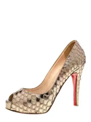 CHRISTIAN LOUBOUTIN 115mm Scaled Peep-toe Pumps - Neutrals