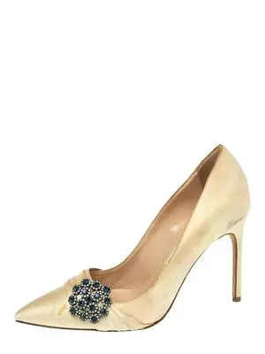 Manolo Blahnik 100mm Satin Pumps - Neutrals
