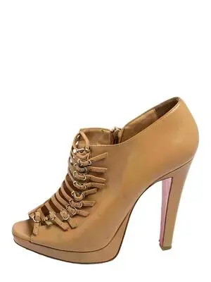 CHRISTIAN LOUBOUTIN 120mm Buckled-strap Booties - Neutrals
