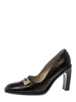 Gucci 95mm Leather Square Toe Pumps - Black