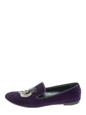 GIUSEPPE ZANOTTI Vintage Embellished Velvet Loafers - Purple