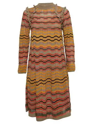 Missoni Zigzag Wave Ruffle Dress - Neutrals
