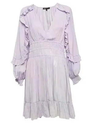 Maje Ruffled Long-sleeve Dress - Purple