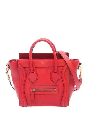 Celine Leather Tote Bag - Red