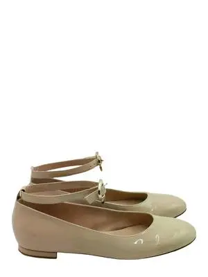 GIANVITO ROSSI Patent-leather Ankle-strap Flats - Neutrals