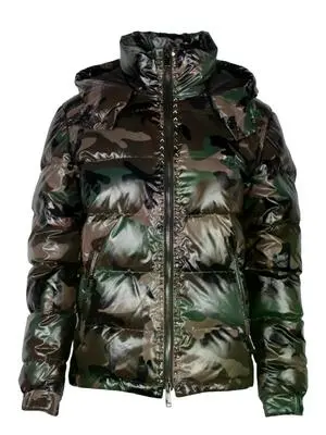 Valentino Garavani Camouflage Print Down Jacket - Green