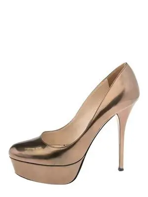 Prada 130mm Metallic-effect Leather Pumps - Gold