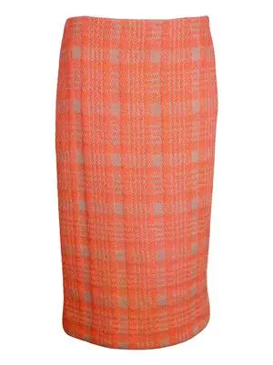 Dries Van Noten Check-pattern Wool Skirt - Orange