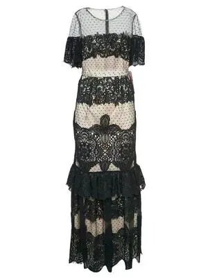 Monique Lhuillier Lace Tiered Dress - Black