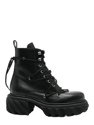 Off-White 65mm Leather Combat Boots - Black
