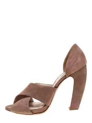 Miu Miu 115mm Crossover-strap Suede Sandals - Pink