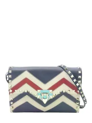 Valentino Garavani Rockstud Chevron Shoulder Bag - Blue