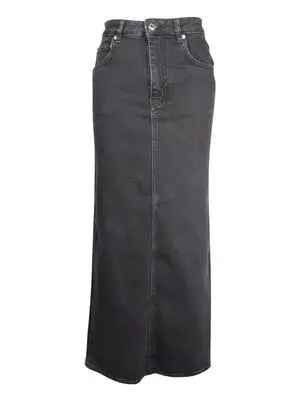 Maje Rear-slit Denim Maxi Skirt - Black