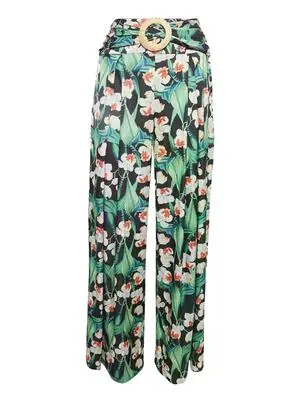 PatBO Floral-print Belted Trousers - Black