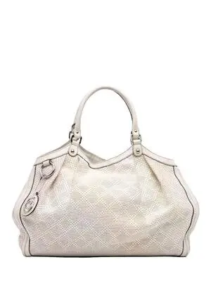 Gucci Diamante Raffia Sukey Tote Bag - White
