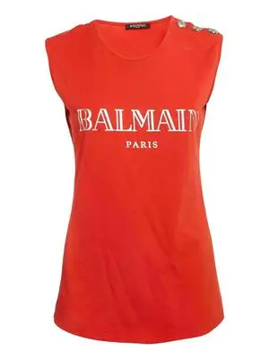 Balmain Logo-foil Tank Top - Orange