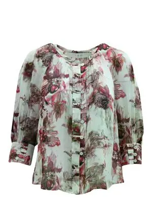 IRO PARIS Floral-print Puff-sleeve Shirt - Neutrals