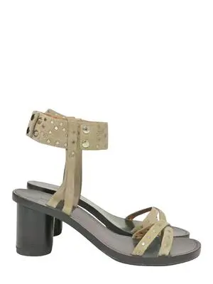 ISABEL MARANT VINTAGE Joakee Studded Ankle-strap Sandals - Neutrals