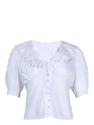 Rixo Rihanna Lace-trimmed Puff-sleeve Blouse - White
