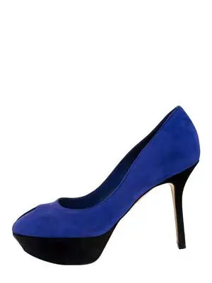 SERGIO ROSSI 100mm Cachet Peep-toe Platform Pumps - Blue
