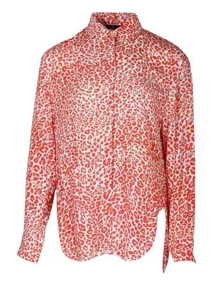 Maje Leopard-print Button-down Shirt - Orange