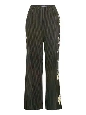 Polo Ralph Lauren Vintage Pinstripe Embroidered Trousers - Black