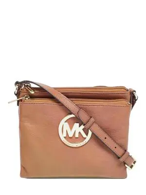Michael Kors Logo Plaque Crossbody Bag - Brown