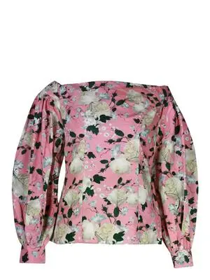 Erdem Floral-print Off-shoulder Top - Pink