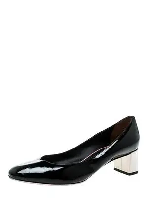 Fendi 50mm Eloise Patent Leather Block Heel Pumps - Black