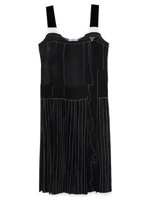 Prada 2000s Striped Midi Dress - Black