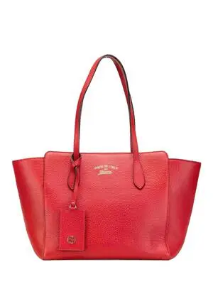 Gucci Medium Leather Swing Tote Bag - Red