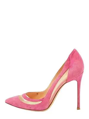 GIANVITO ROSSI 100mm Suede-panelled Pumps - Pink