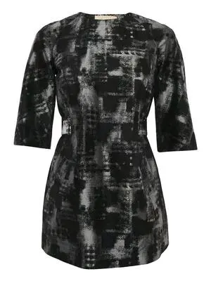 Michael Kors Abstract-print Belted Tunic - Black